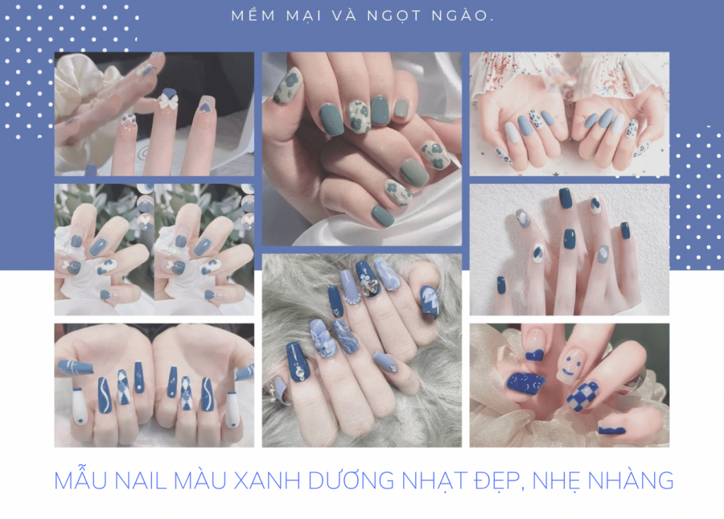 55+ Mẫu Nail Màu Xanh Dương Nhạt, Đẹp, Nhẹ Nhàng | TIKI