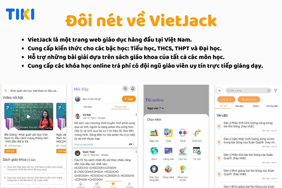 Vietjack: Học tốt, tài liệu, trắc nghiệm, thi online miễn phí | TIKI