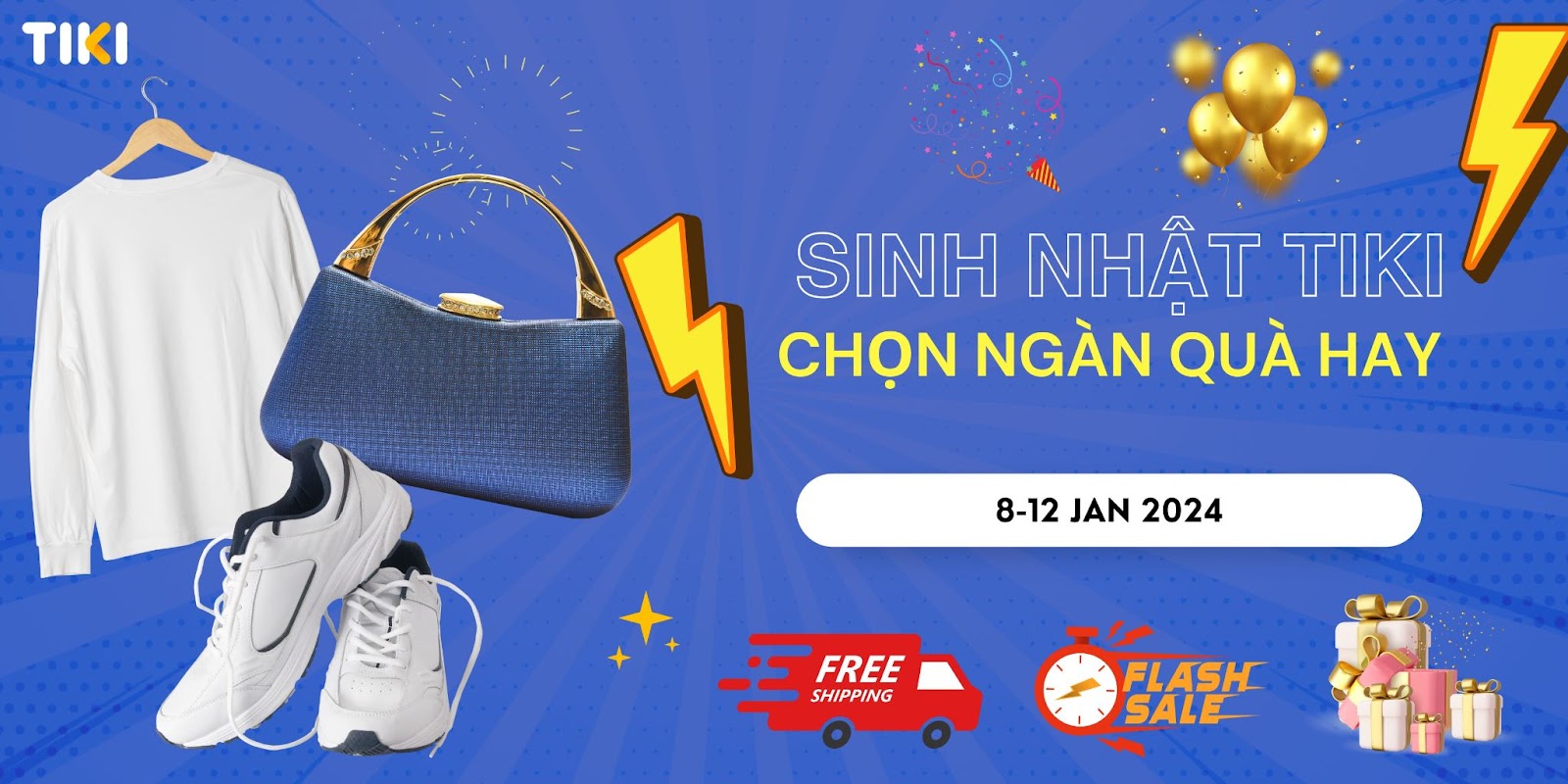 [Tiki] Sinh Nhật Tiki - Chọn Ngàn Quà Hay: Sale Sập Sàn (8 - 12/1) | TIKI